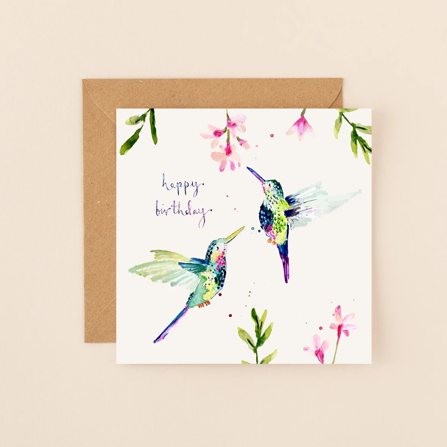 Hummingbirds Happy Birthday Card | Louise Mulgrew | The Art File