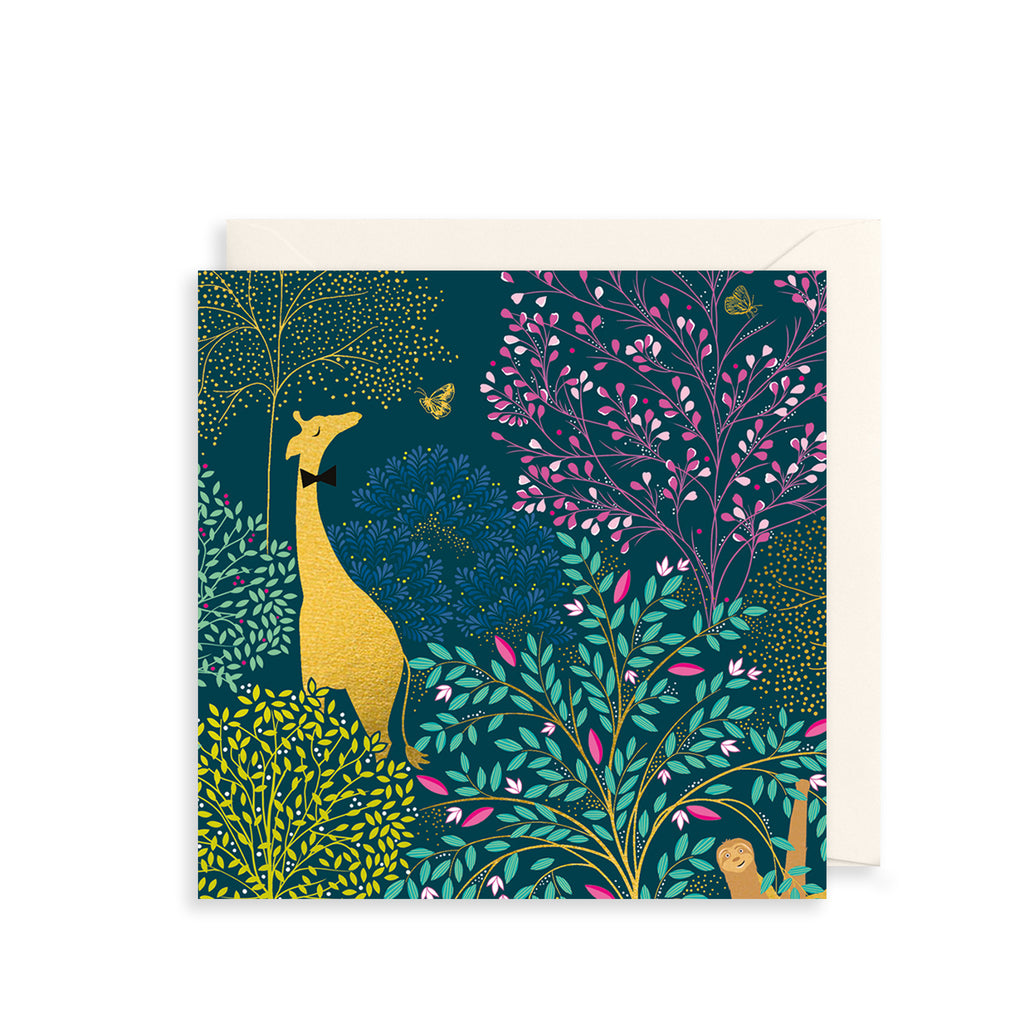 Golden Giraffe Greetings Card | The Art File